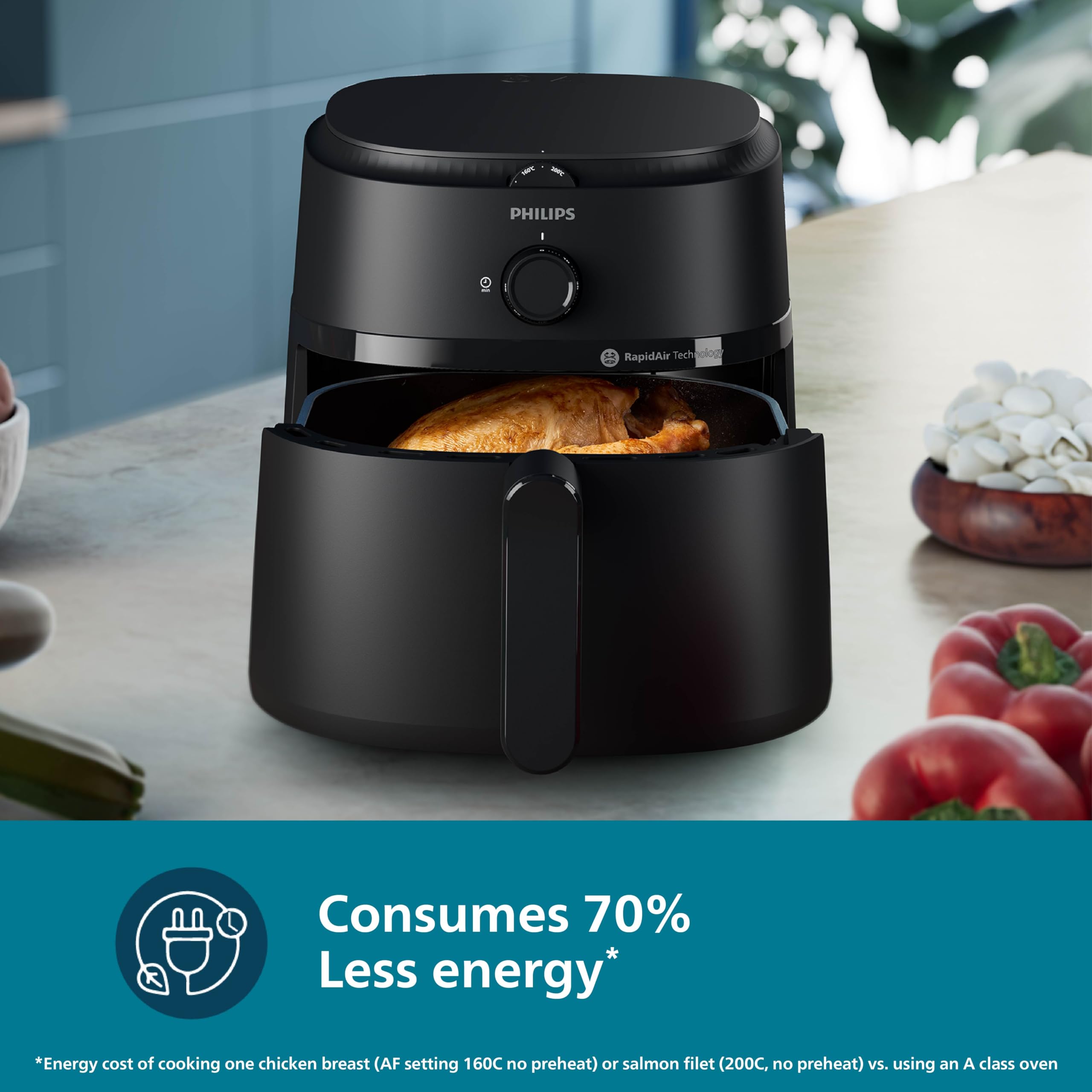 Philips Air Fryer NA120/00 - 4.2L Rapid Air Technology Fryer, 1500W, Black