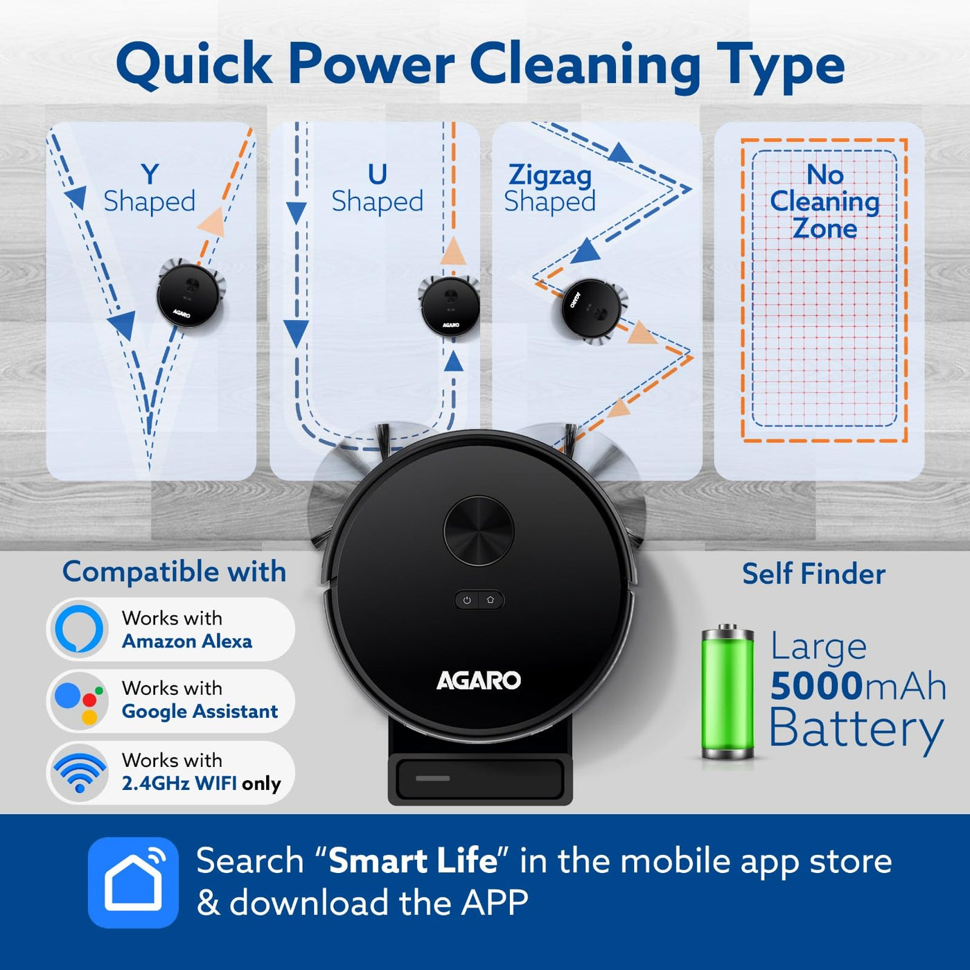 AGARO Imperial Robot Vacuum Cleaner with Mop, 10000Pa Suction, Lidar ...